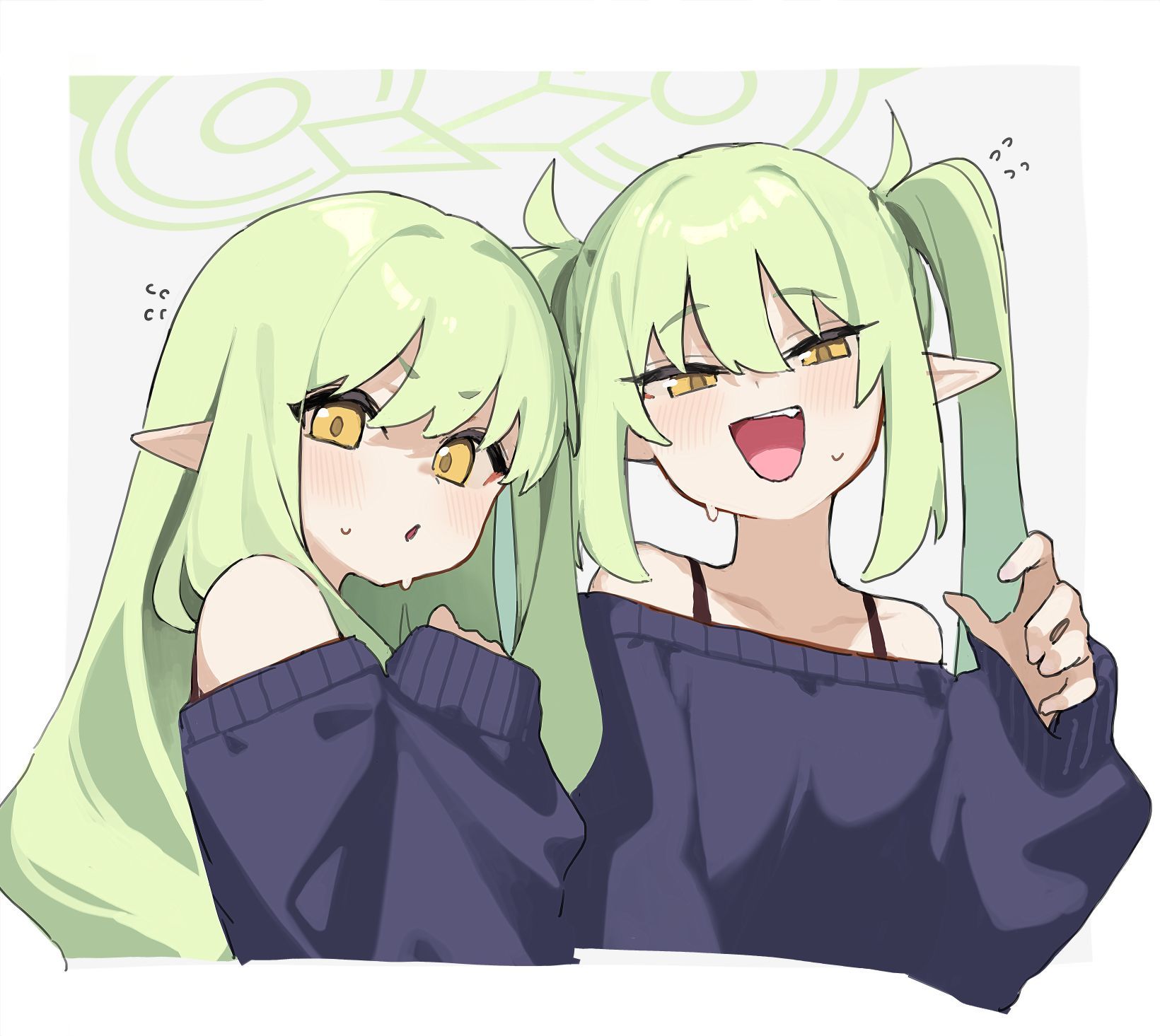 Safebooru - 2girls blue archive bra strap green hair halo highres ...