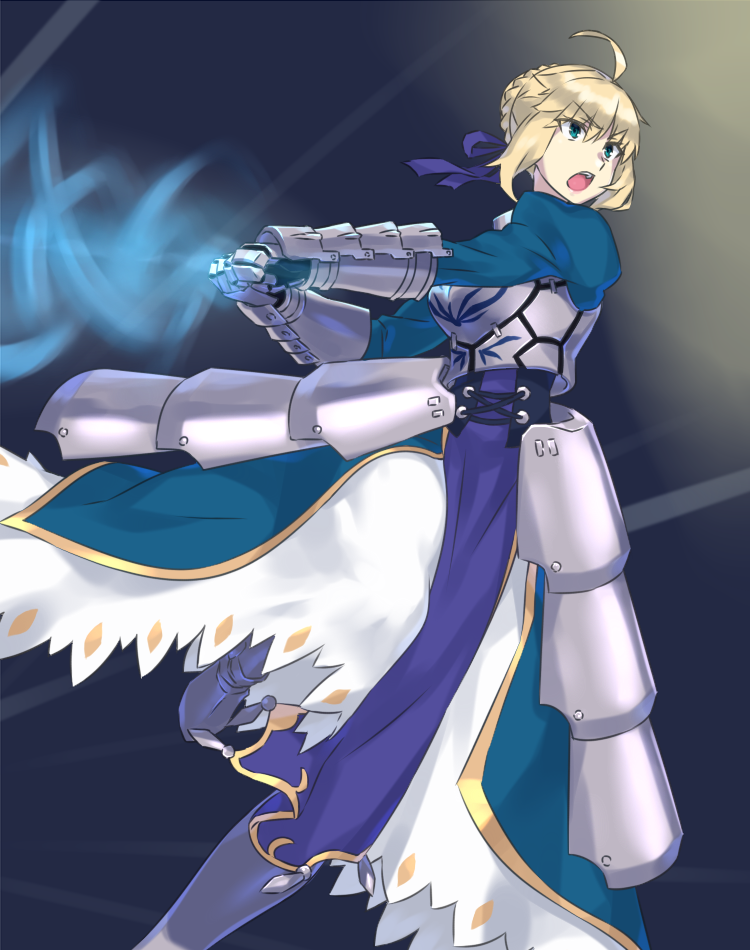 Safebooru - 1girl ahoge armor armored dress blonde hair blouse evuoaniramu fate/stay night fate ...