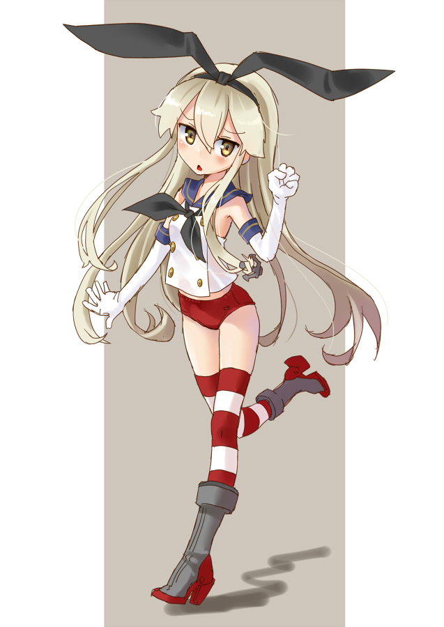 Safebooru - 1girl anchor hair ornament blonde hair blue sailor collar blush buruma crop top ...