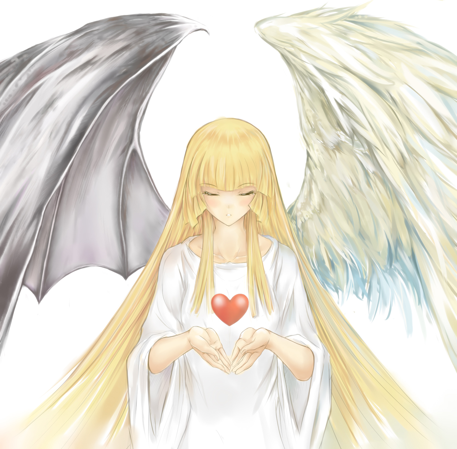 Safebooru - 1girl angel angel and devil angel wings asymmetrical wings ...