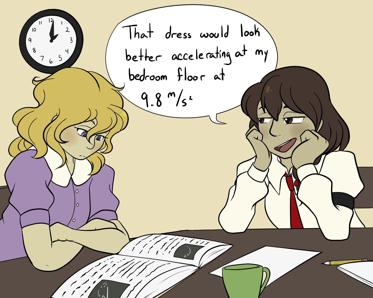 Safebooru - 2girls :d blonde hair blush book brown eyes brown hair ...