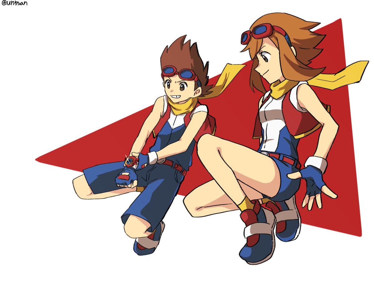 Safebooru - 1boy 1girl bare legs belt blue shorts brown eyes brown hair ...