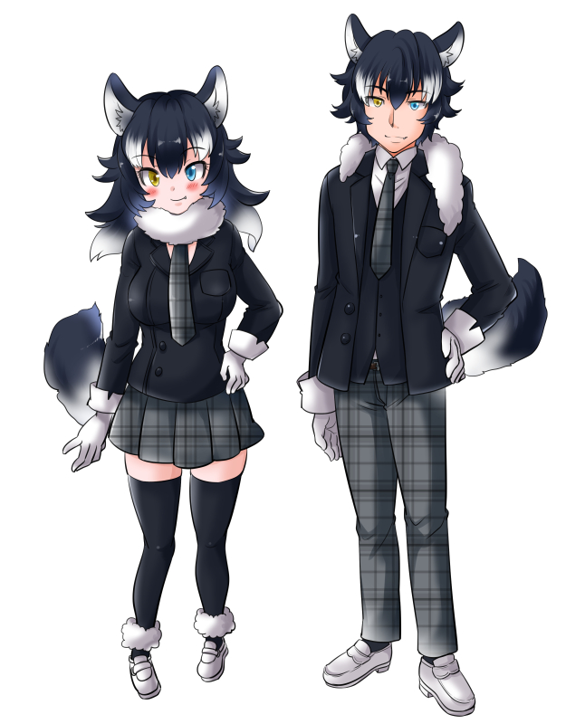 Safebooru - 1boy 1girl animal ears black hair black legwear blue eyes ...
