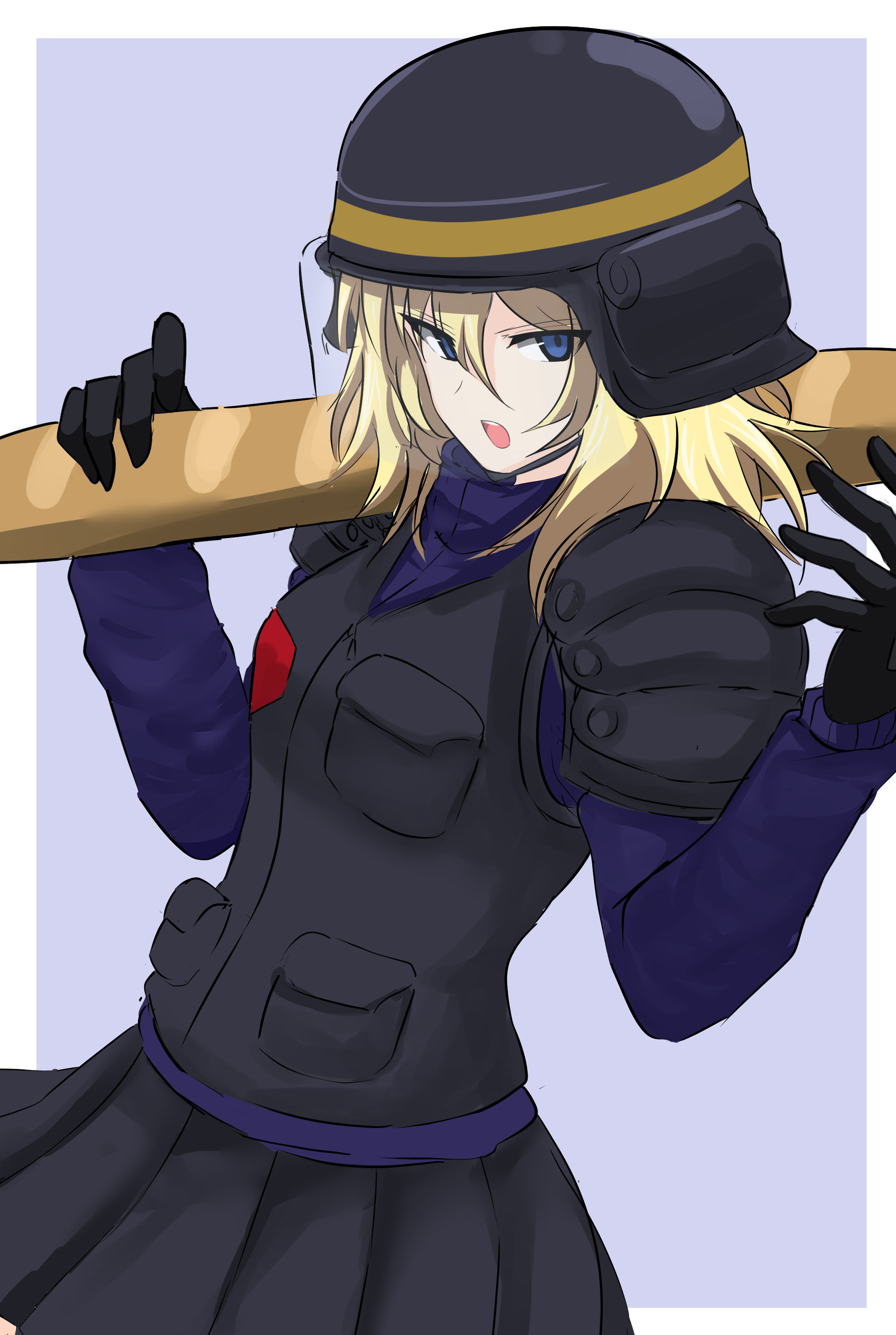 Safebooru - 1girl absurdres aikir (jml5160) armor baguette bangs black gloves black headwear ...