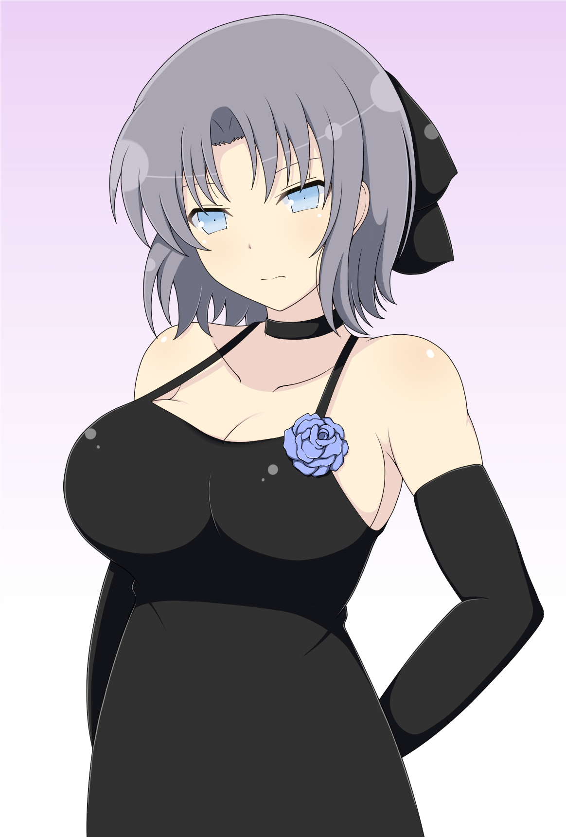 Safebooru 1girl Armpit Peek Bare Shoulders Black Dress Black Gloves 9090