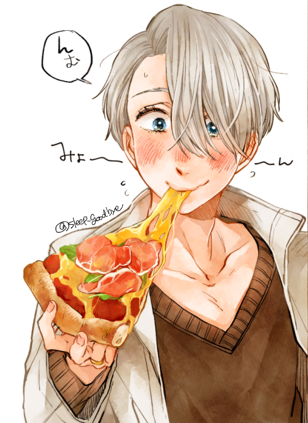 Safebooru - 1boy blue eyes blush eating food jewelry male focus nemui ...