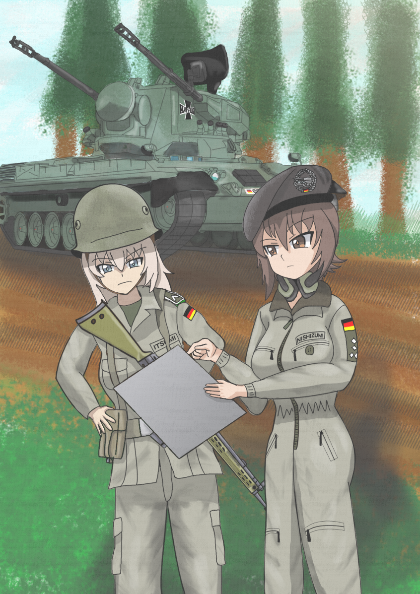 Safebooru - 2girls battle rifle beret bundeswehr emblem german flag ...