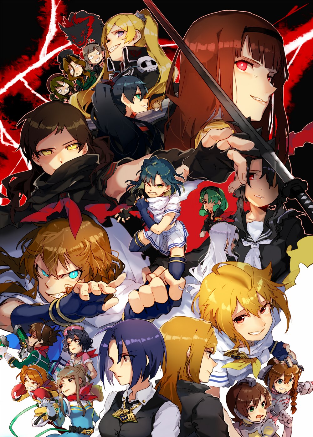 Safebooru - 6+girls ahoge akizuki ritsuko antenna hair aqua eyes baba konomi back-to-back black ...