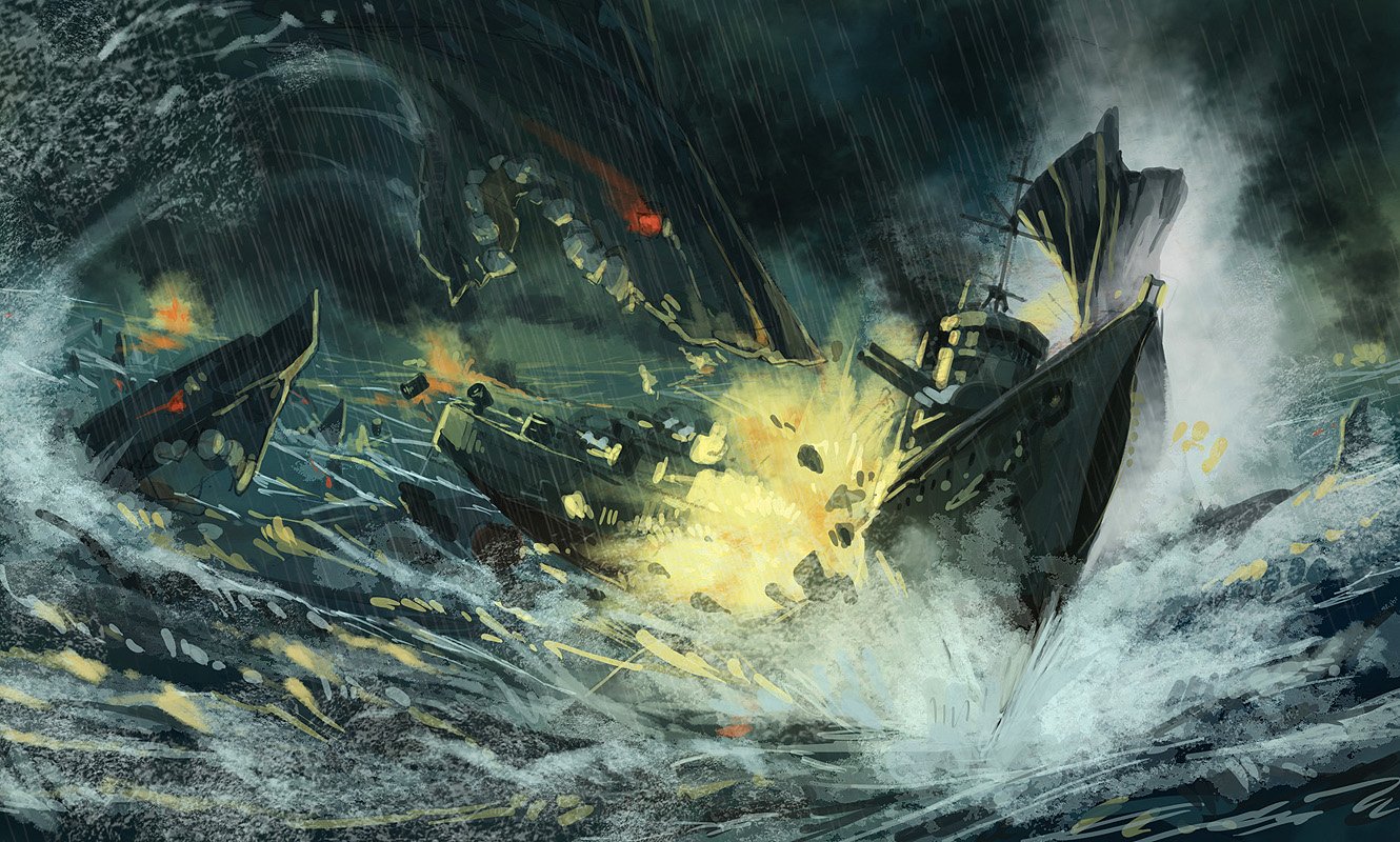 Safebooru - battleship explosion fire glowing glowing eyes i-class ...