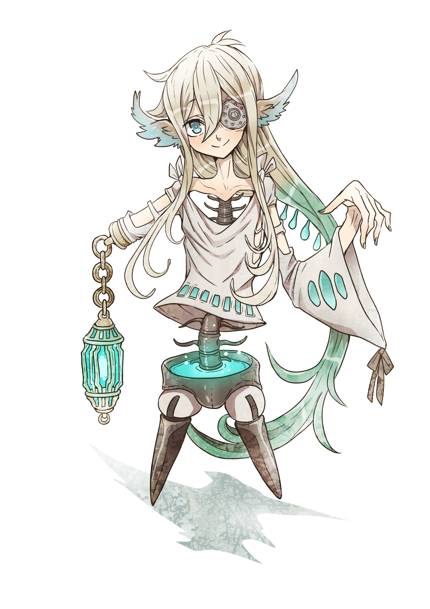 Safebooru - 1girl amputee aqua hair blonde hair blue eyes chains doll ...