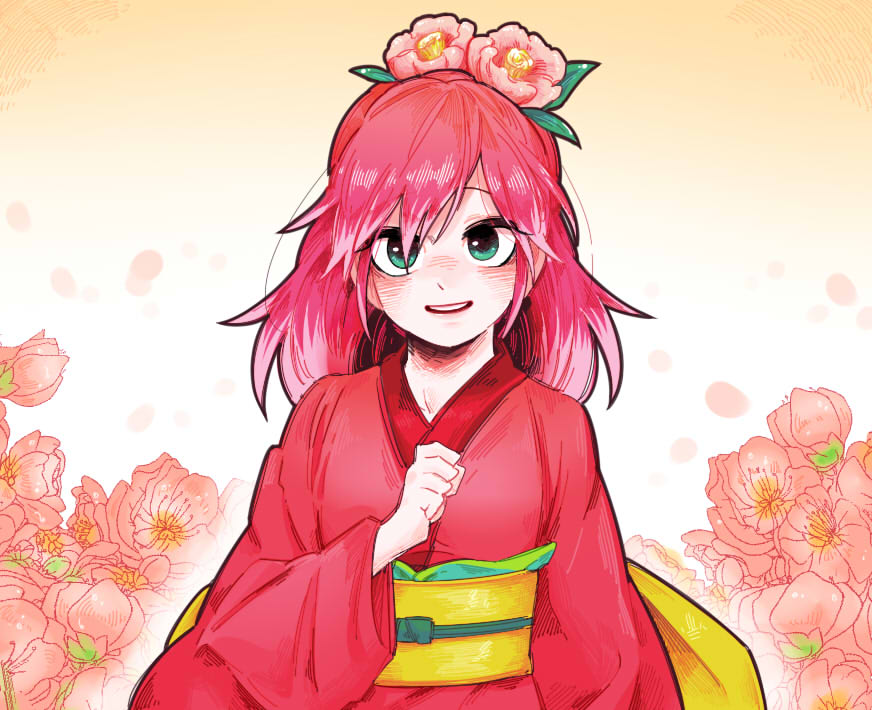 Safebooru - 1girl blush flower geusaeng green eyes hair flower hair ...