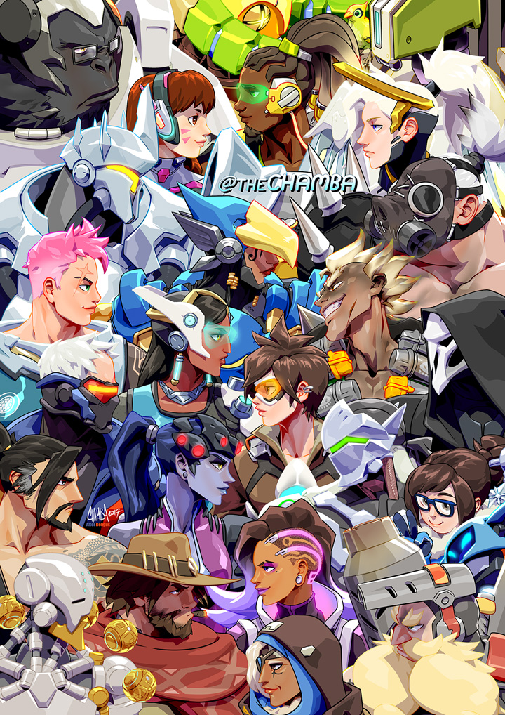Safebooru - 6+boys 6+girls ana (overwatch) armor artist name bastion ...