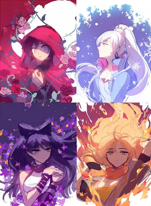 Safebooru 4girls Black Hair Blake Belladonna Blonde Hair Cape Ein Lee 9240