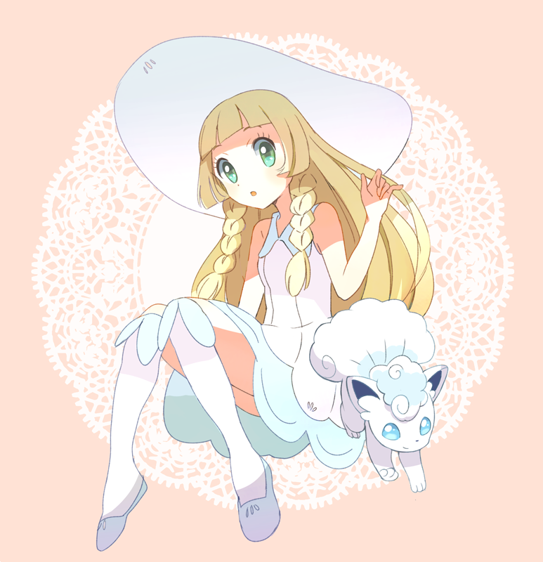 Safebooru - 1girl alola form alolan vulpix blonde hair braid dress ...