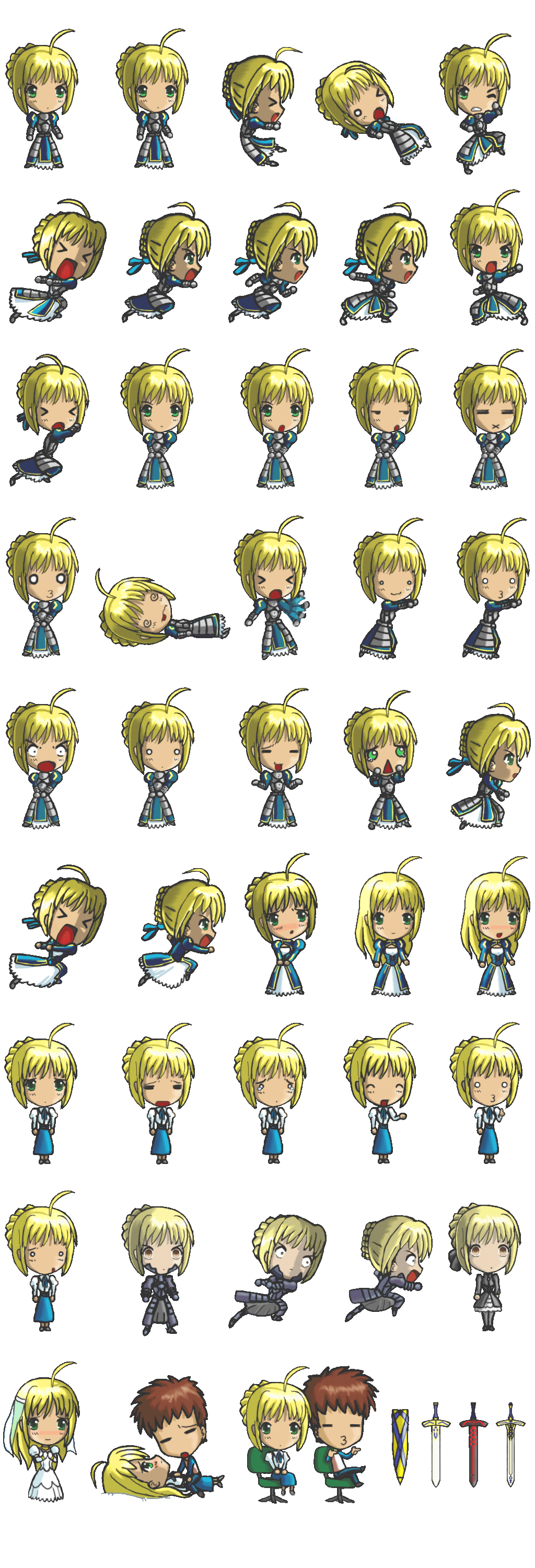 Safebooru - 00s 1boy 1girl absurdres blonde hair chibi emiya shirou ...