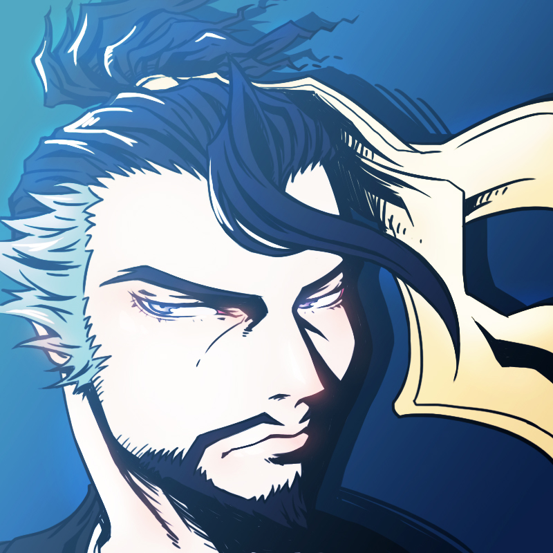 Safebooru - 1boy beard black hair blue background close-up face facial ...