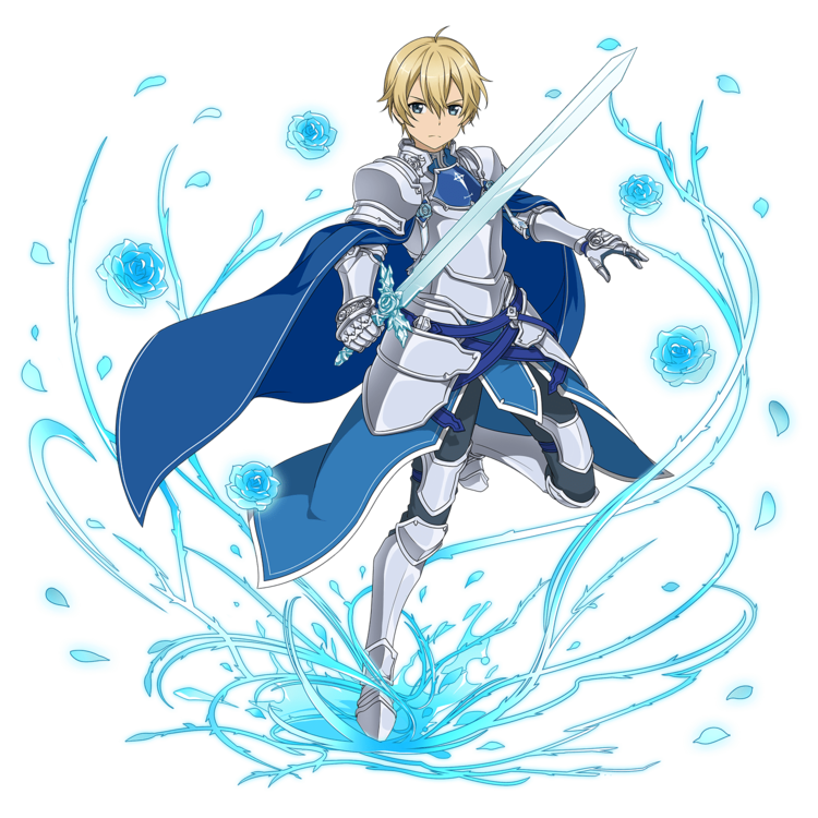 Safebooru - 1boy armor armored boots black pants blonde hair blue cape blue eyes blue flower ...