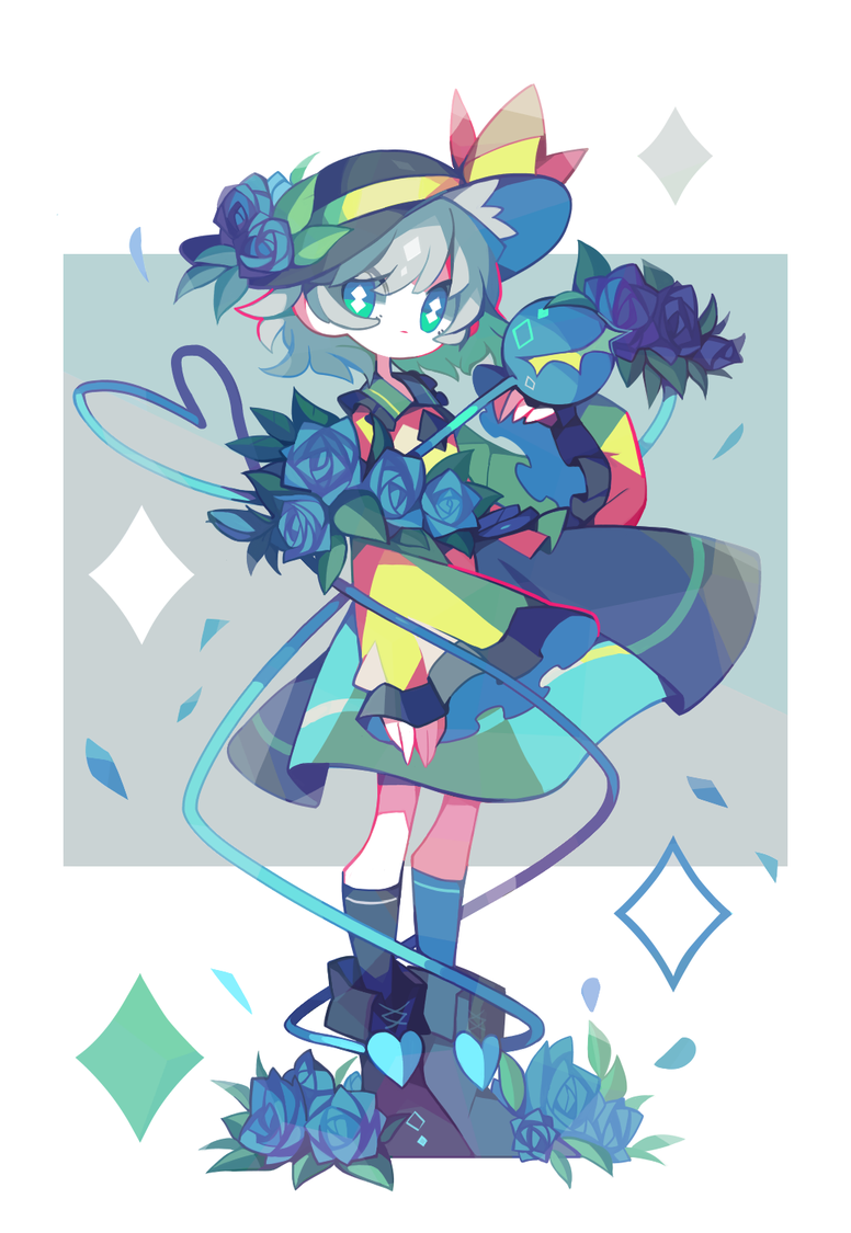Safebooru - 1girl amakusa (hidorozoa) dress flower full body hat heart ...