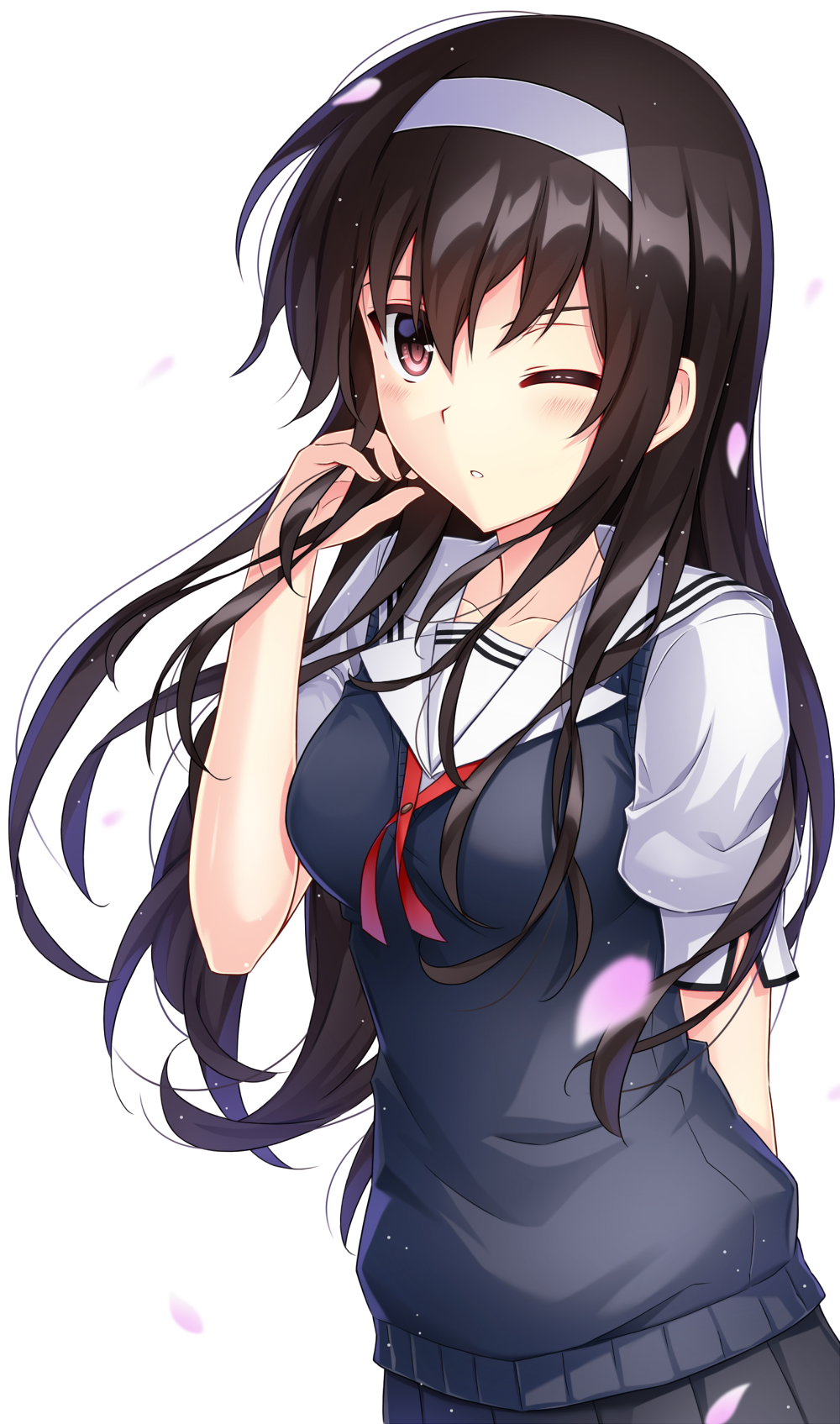 Safebooru - 1girl black hair blush breasts hairband highres kasumigaoka utaha long hair medium ...