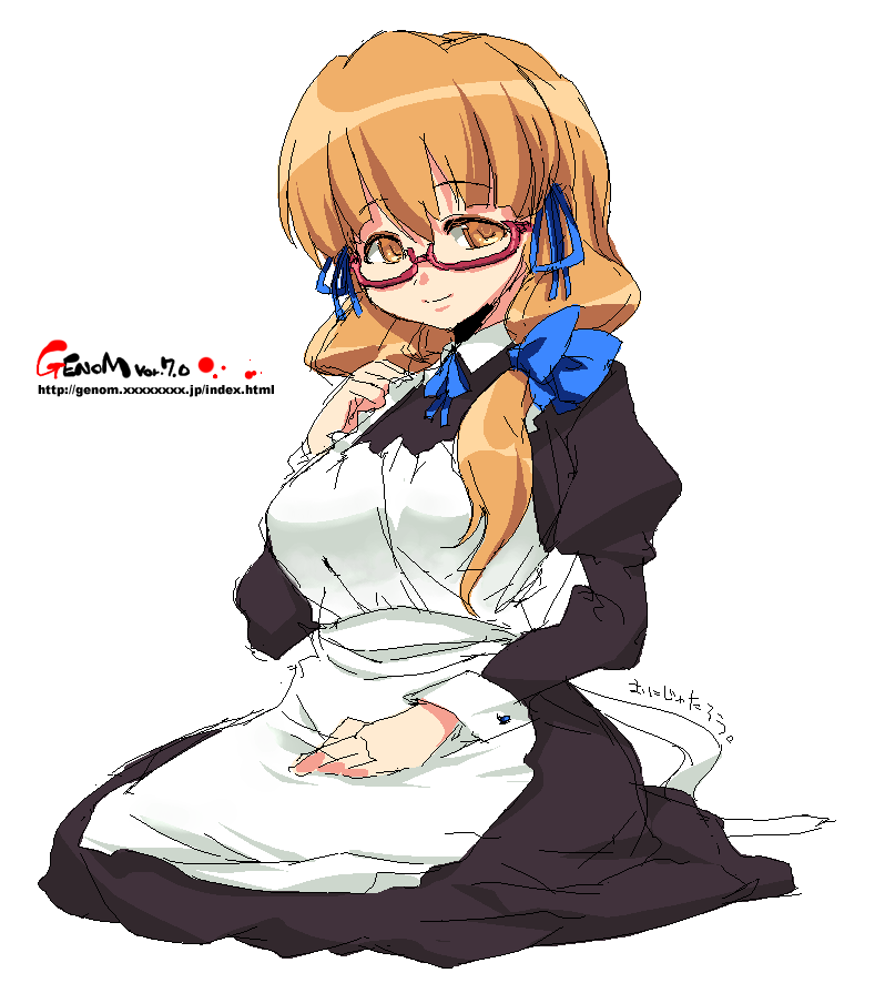 Safebooru - breasts brown eyes brown hair glasses hair ribbon hair ...