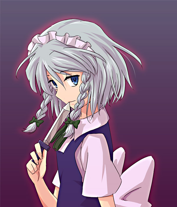 Safebooru - braid bust flat chest hairband izayoi sakuya kannari knife ...