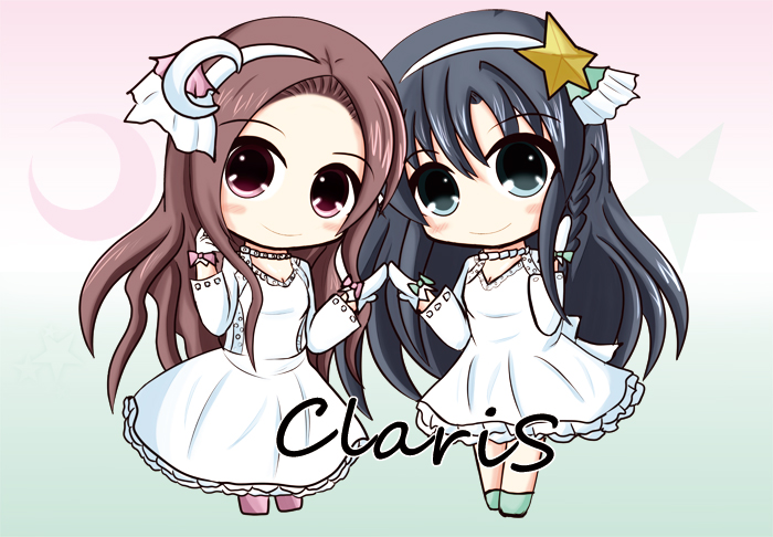 Safebooru - 2girls alice (claris) black hair brown hair chibi clara ...