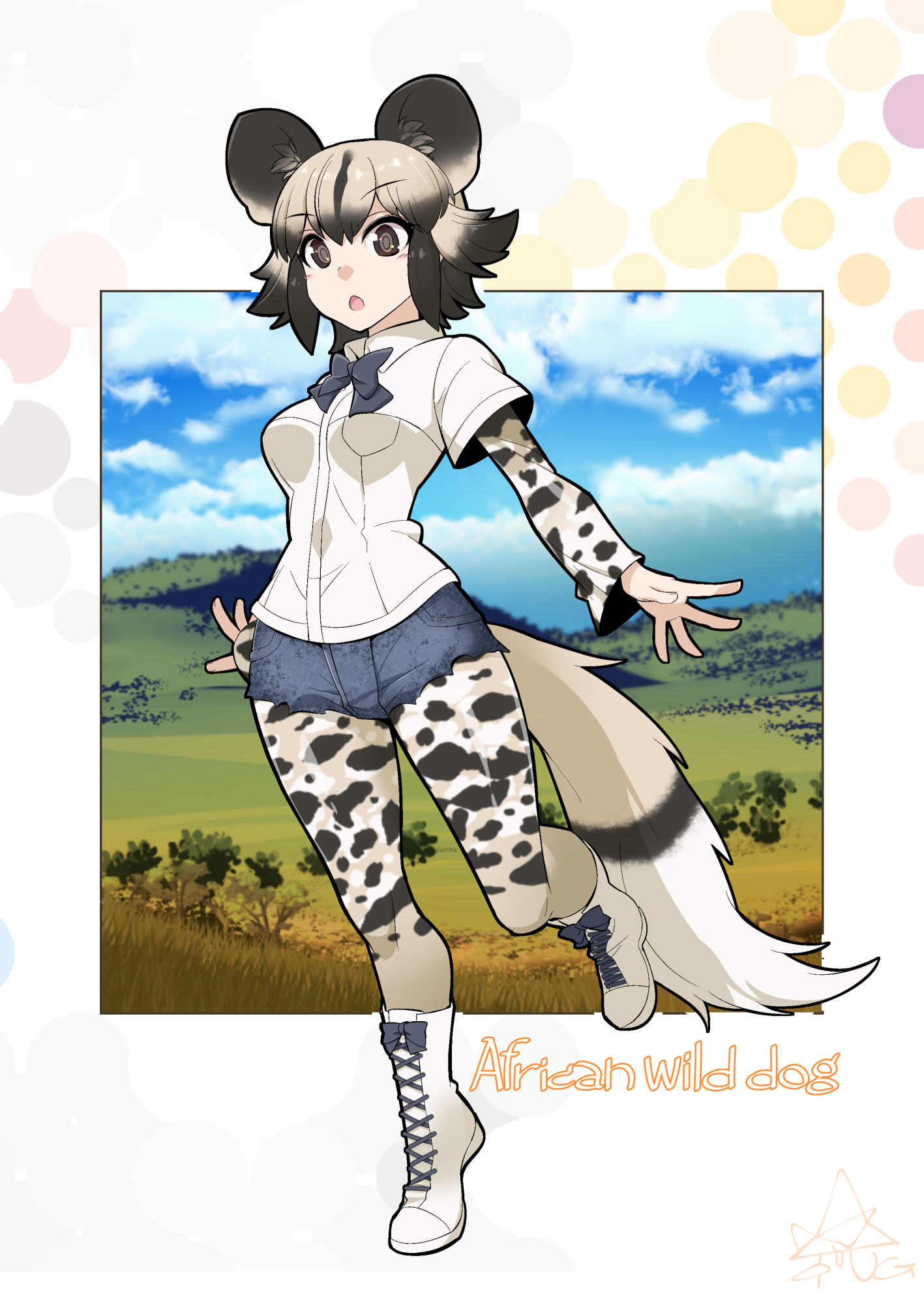 Safebooru - african wild dog (kemono friends) african wild dog ears african wild dog tail animal ...