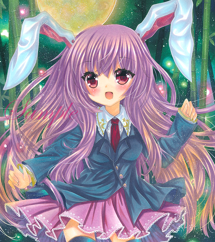 Safebooru - 1girl :d animal ears bamboo black legwear blazer blue ...