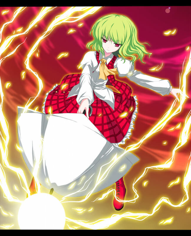 Safebooru - boots cross-laced footwear green hair isa kazami yuuka lace ...