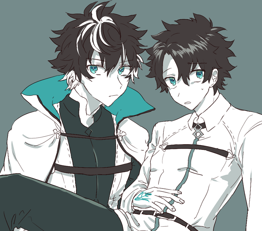 Safebooru - 2boys black hair blue eyes charlemagne (fate) command spell ...