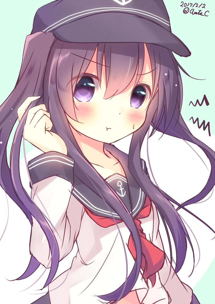 Safebooru - /\/\/\ 1girl 2017 akatsuki (kantai collection) alternate hairstyle anchor symbol ...
