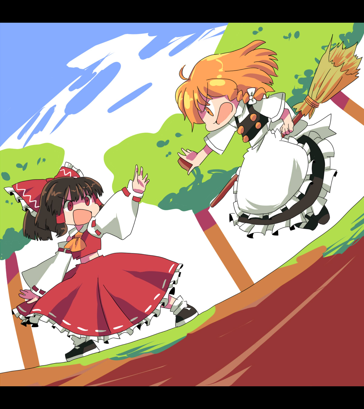 Safebooru - blonde hair brown hair chibi hachi (8bit canvas) hakurei ...