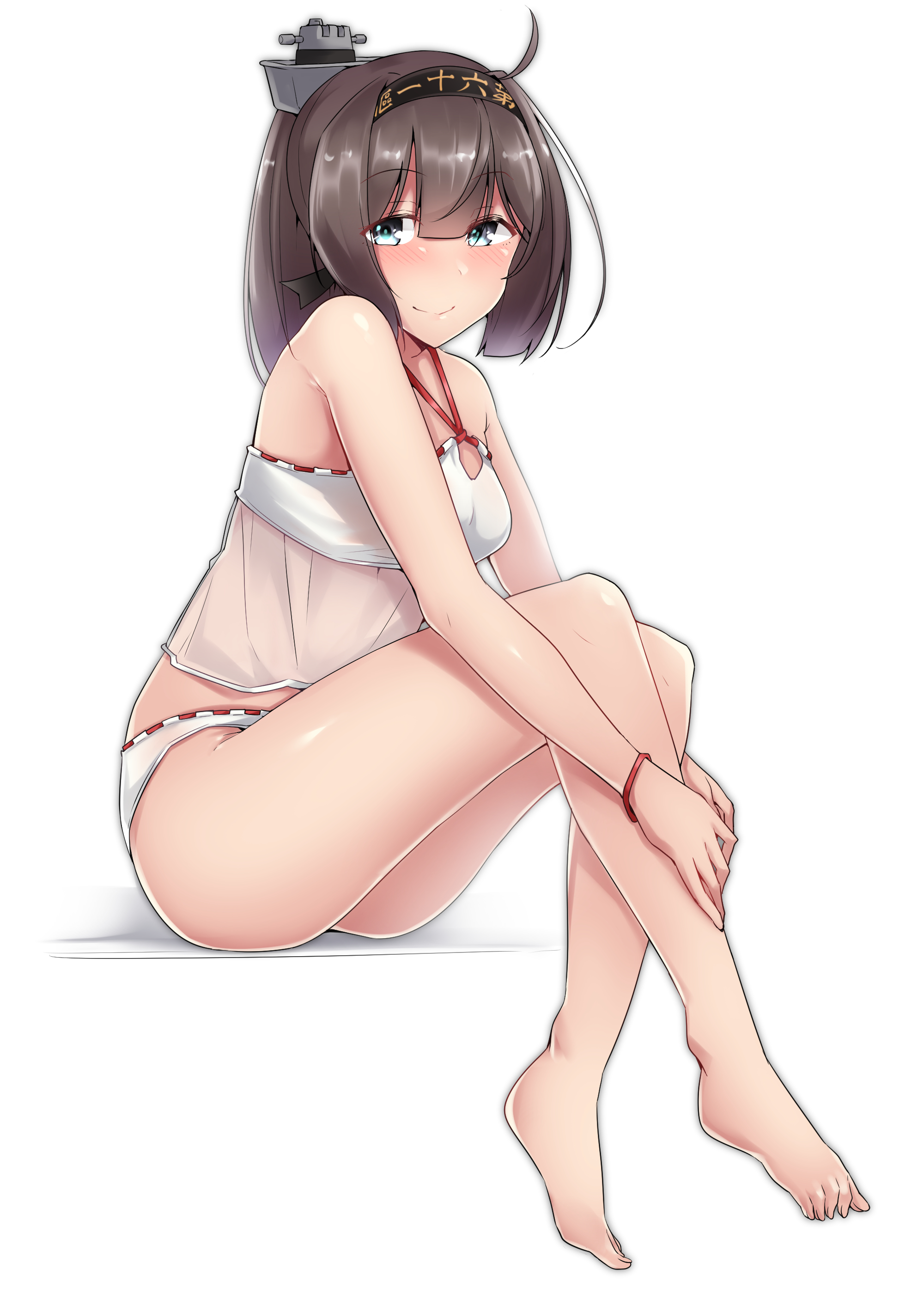 Safebooru - 1girl absurdres akizuki (kantai collection) barefoot bikini black hair black ...