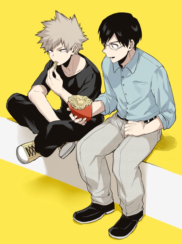 Safebooru - 2boys bakugou katsuki black hair black pants black shirt ...