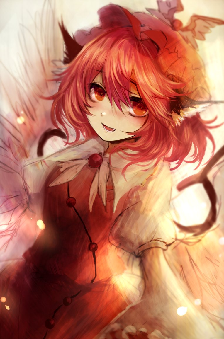 Safebooru - 1girl animal ears bird wings blush brown dress colored dress hat looking at viewer ...