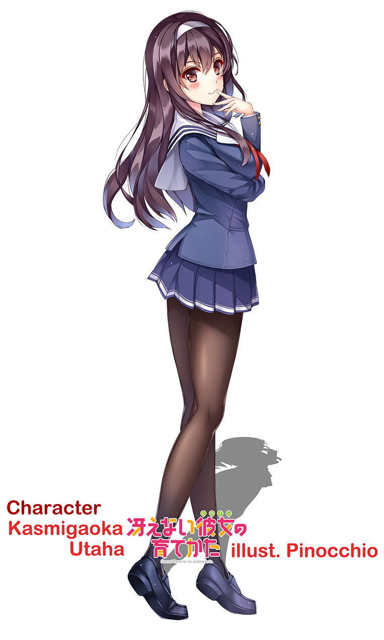 Safebooru - 1girl artist name black legwear black shoes blazer blue skirt breasts brown eyes ...