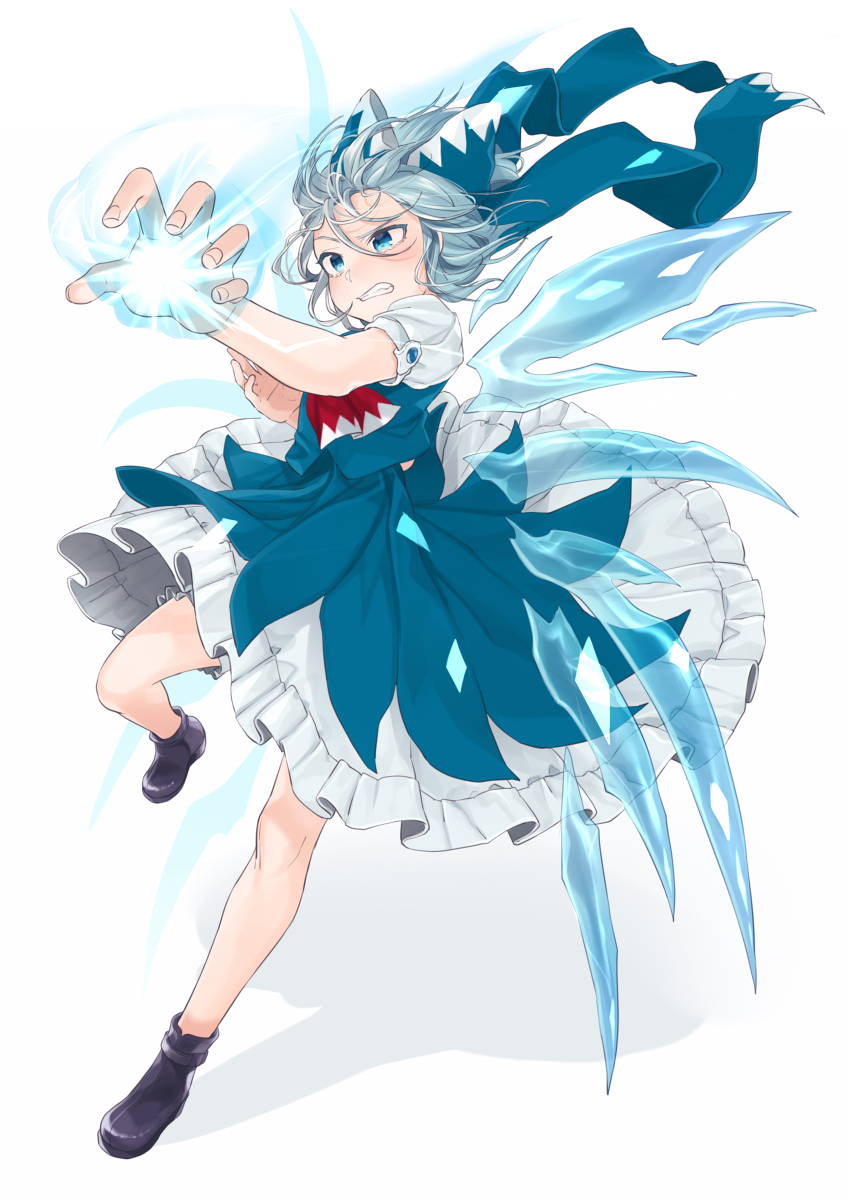 Safebooru 1girl Bad Perspective Blue Eyes Blue Hair Blush Boots Bow 9367