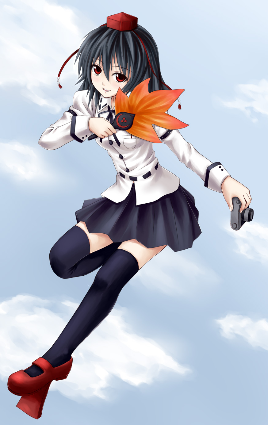 Safebooru - hat highres shameimaru aya tengu-geta thigh-highs ...