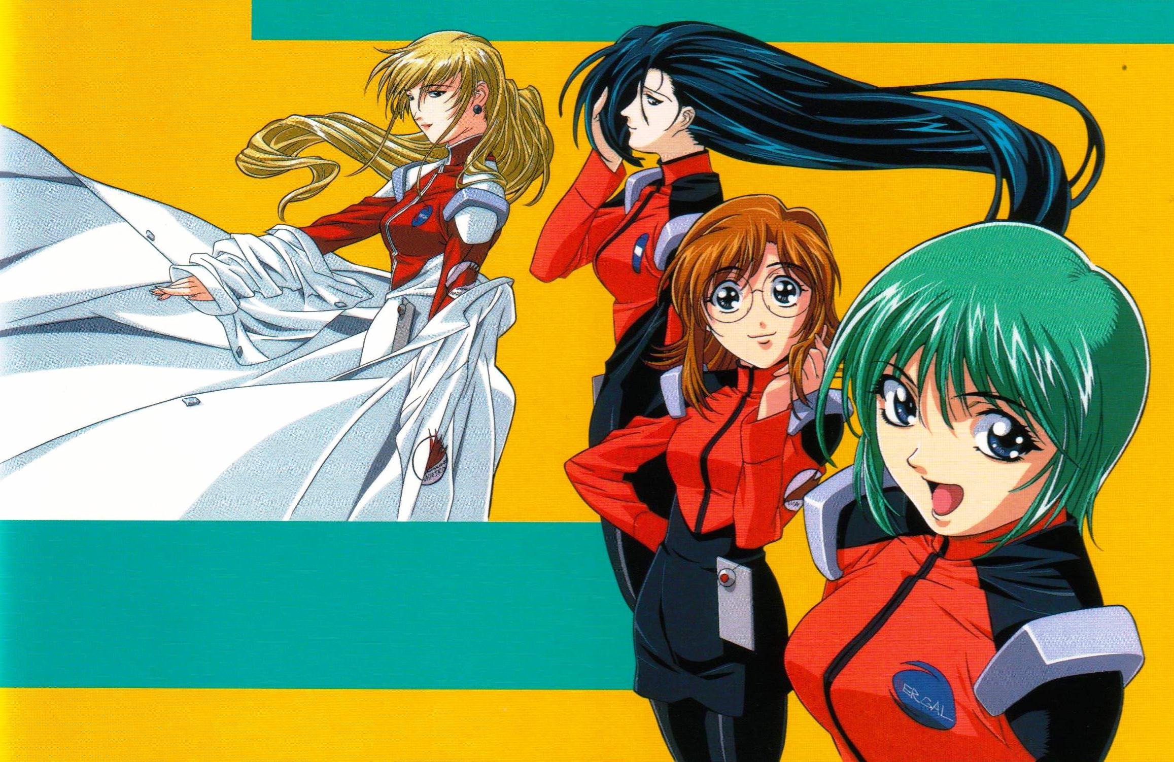 Safebooru - amano hikaru blonde hair blue hair brown hair glasses green ...