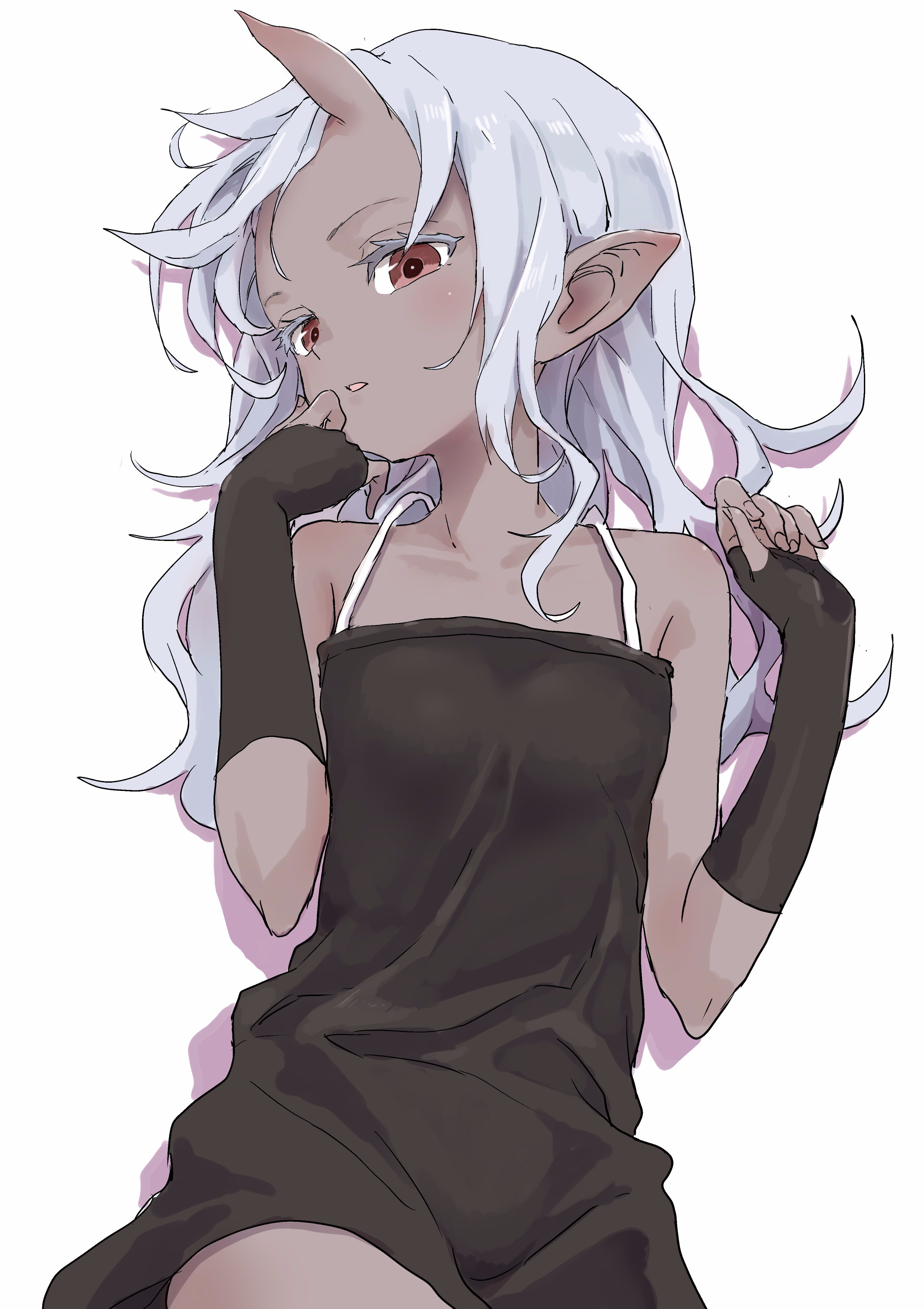 Safebooru - 1girl absurdres bare shoulders black camisole blue hair camisole dark skin ...