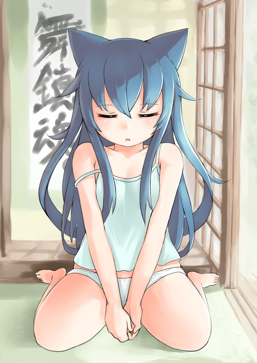 Safebooru - 1girl :o akatsuki (kantai collection) animal ears bangs bare arms bare legs bare ...