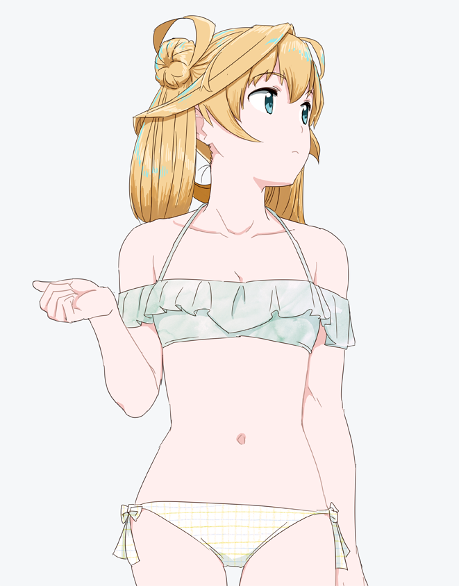 Safebooru - 1girl abukuma (kantai collection) bikini blonde hair blue eyes cowboy shot double ...