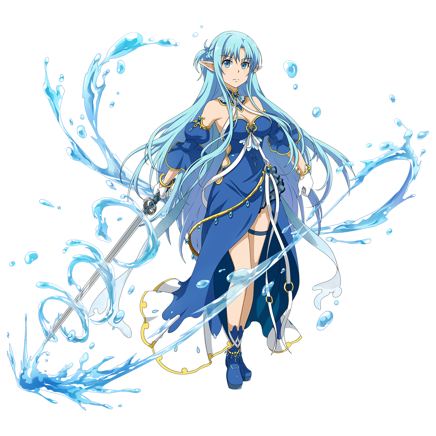 Safebooru - 1girl asuna (sao) asuna (sao-alo) bare shoulders blue blue dress blue eyes blue ...