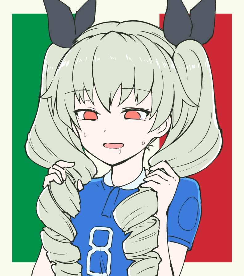 Safebooru - 1girl anchovy bangs black ribbon commentary crying crying ...
