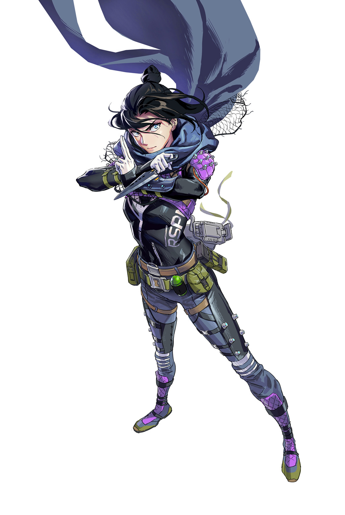 Safebooru - 1girl animification apex legends bangs belt black bodysuit black gloves black hair ...
