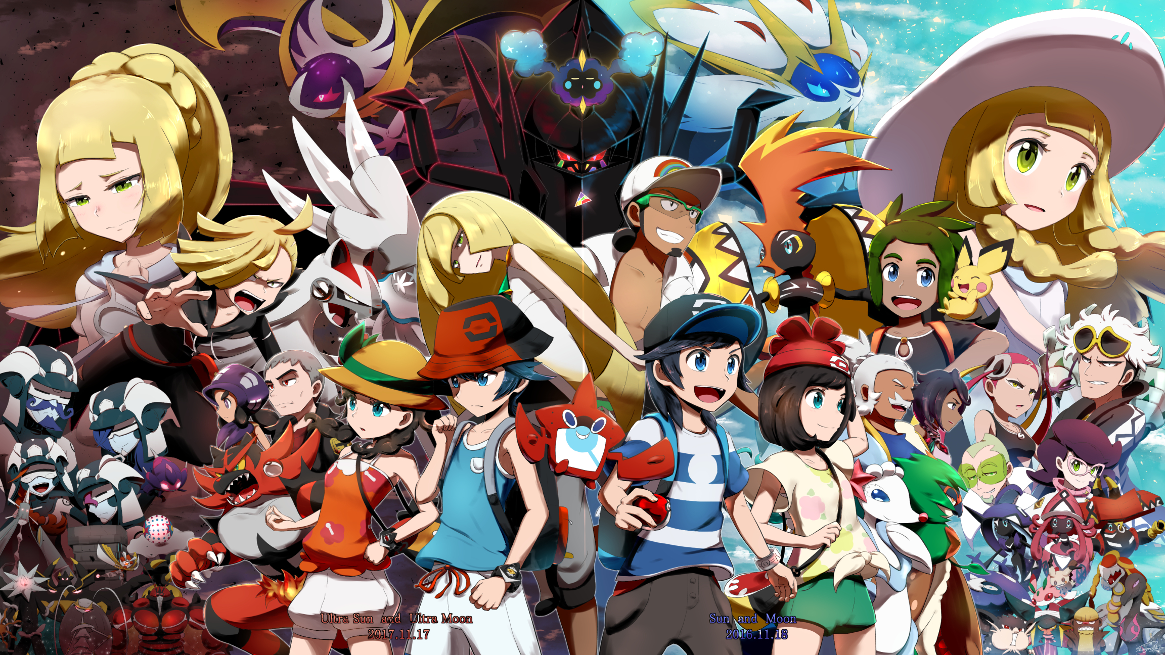 Safebooru - 6+boys 6+girls alola form alolan raticate amamo (pokemon ...