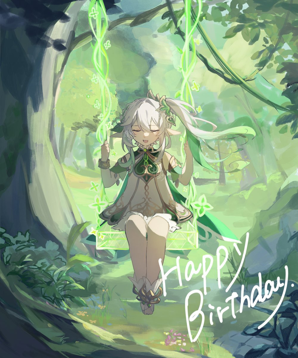 Safebooru - 1girl :d bare shoulders bloomers bracelet closed eyes commentary request day ...