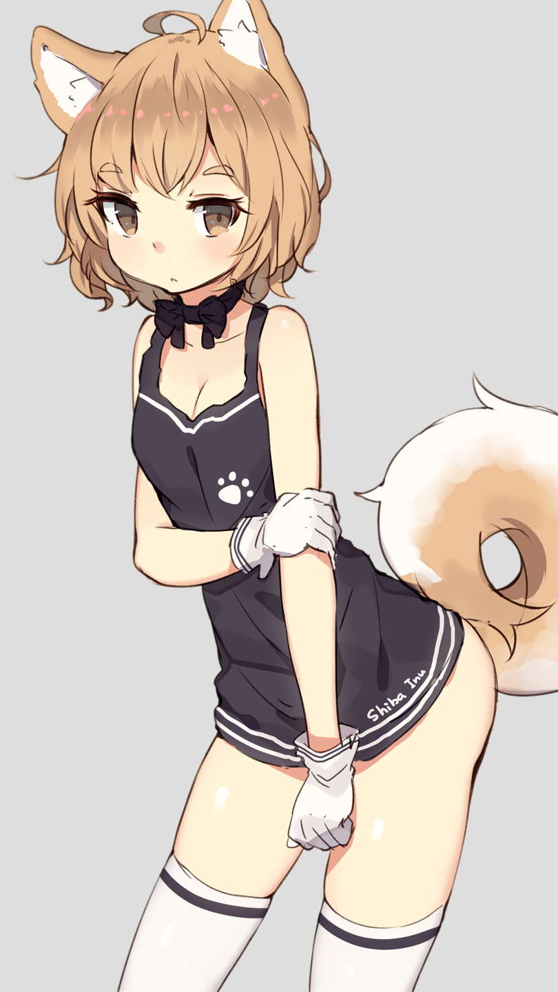 Safebooru - 1girl ahoge animal ears bare shoulders black dress black neckwear bow bowtie brown ...