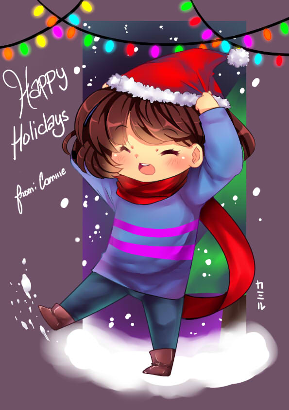 Safebooru - 1girl = = brown hair camiiie christmas christmas lights ...