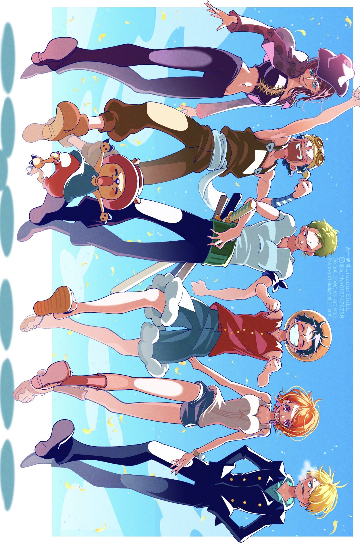 Safebooru - 2girls 5boys black suit blue eyes blue shorts blush boots ...